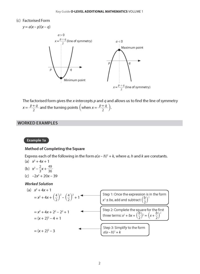 Key Guide O-Level Additional Mathematics Key Concepts, Worked Examples ...