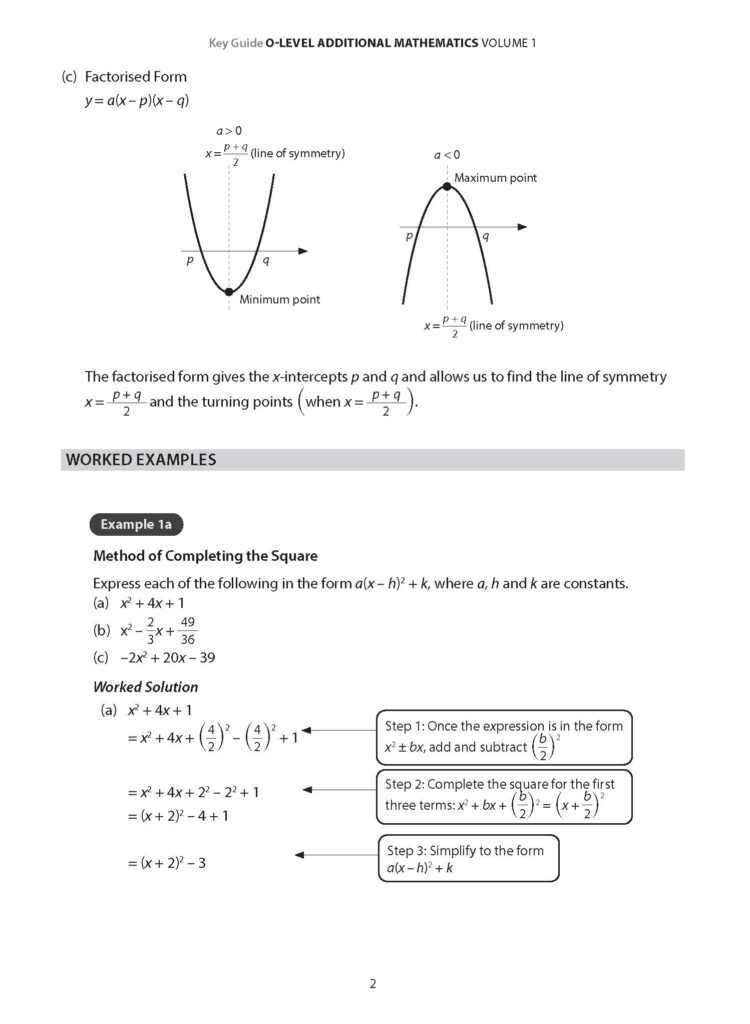 Key Guide O-Level Additional Mathematics Key Concepts, Worked Examples ...