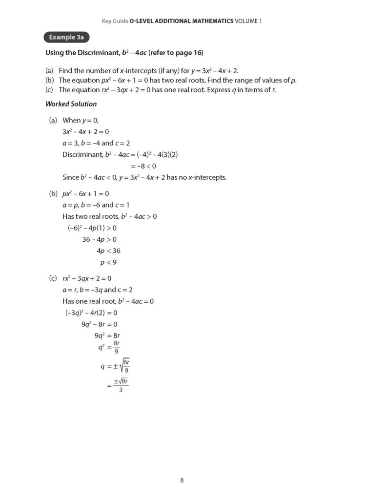 Key Guide O-Level Additional Mathematics Key Concepts, Worked Examples ...
