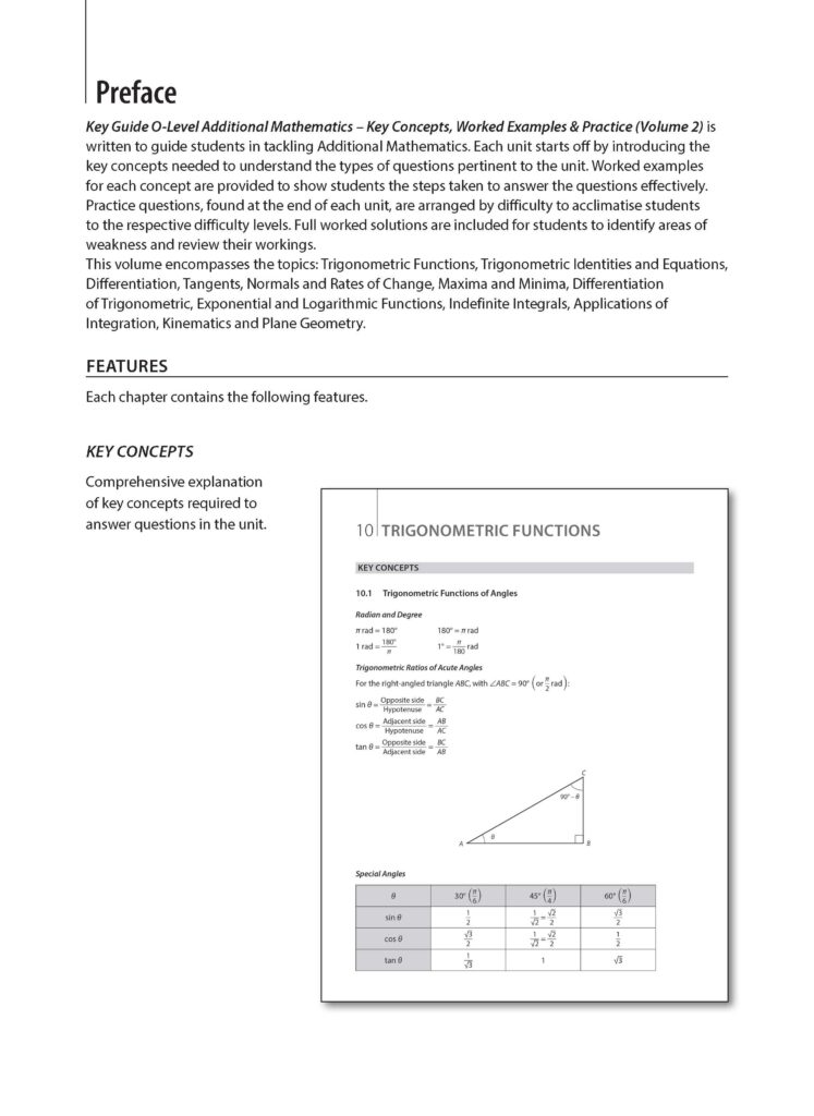 Key Guide O-Level Additional Mathematics Key Concepts, Worked Examples ...