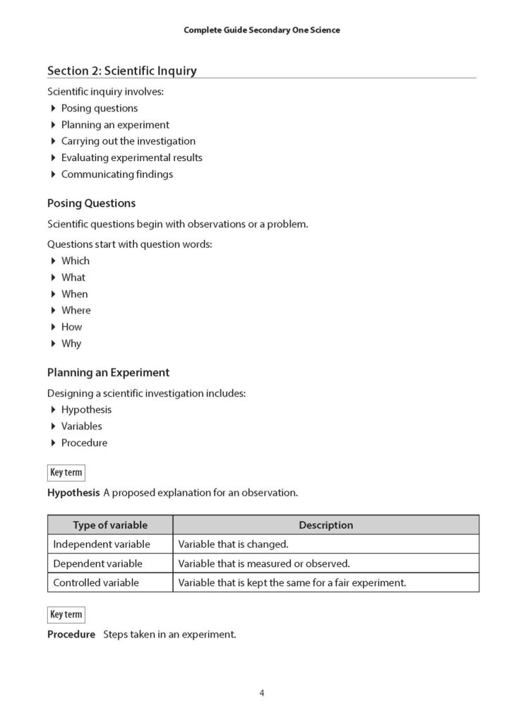 Complete Guide Secondary One Science - CPD Singapore Education Services ...