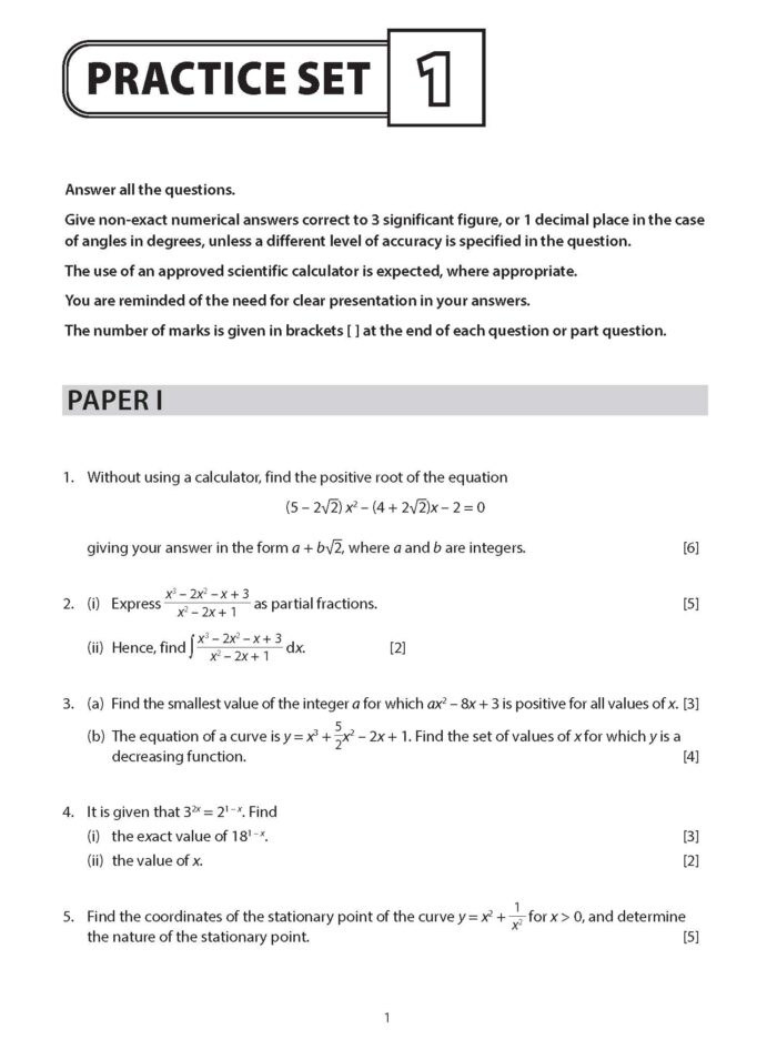 GCE O-Level / G3 Additional Mathematics Practice Papers with Full ...