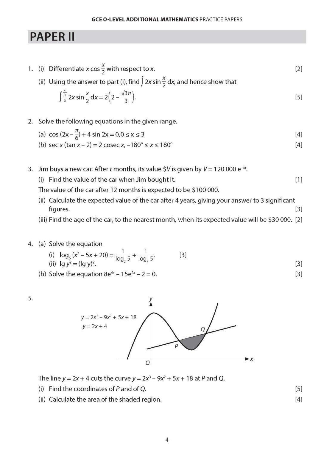 GCE O-Level / G3 Additional Mathematics Practice Papers with Full ...