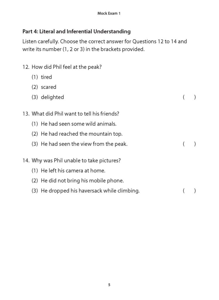 Primary 3 English Practice in Listening Comprehension and Oral ...