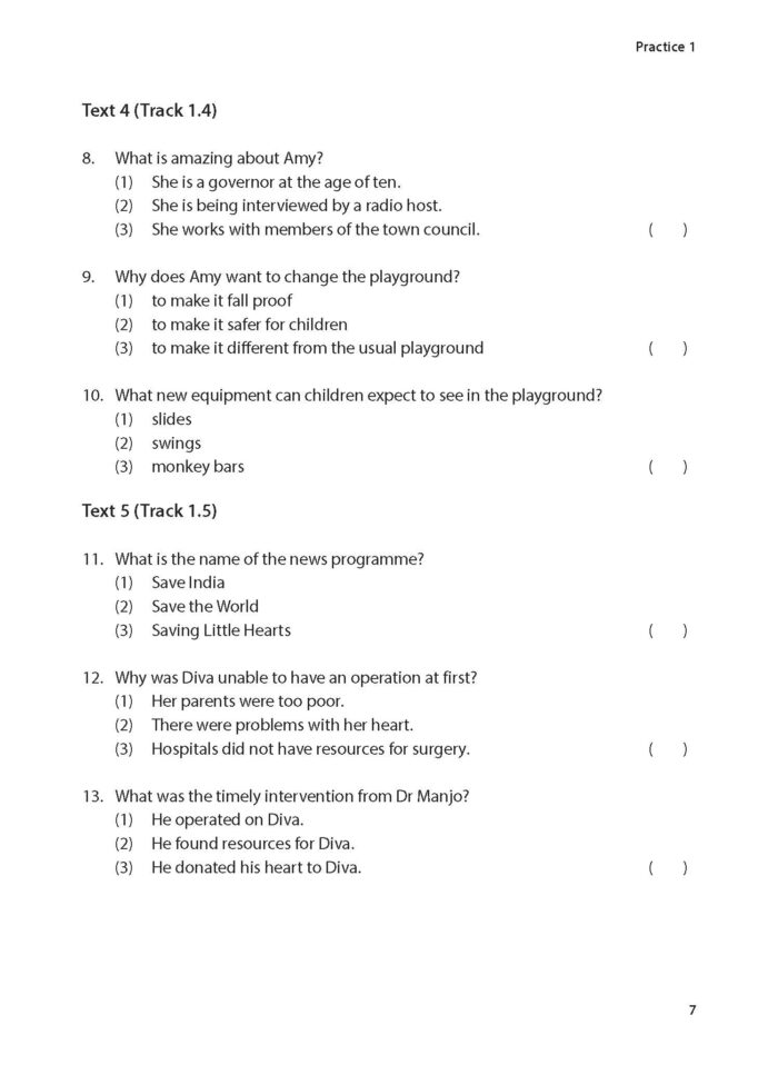 Primary 6 English Practice Papers in Listening Comprehension and Oral ...