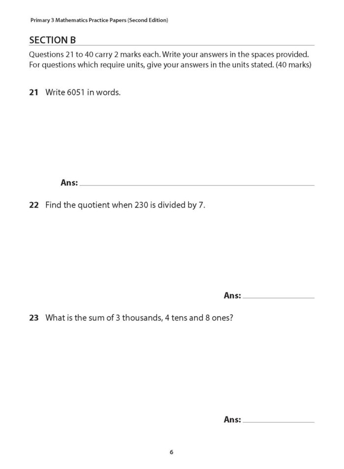 Primary 3 Mathematics Practice Papers (Second edition) - CPD Singapore ...