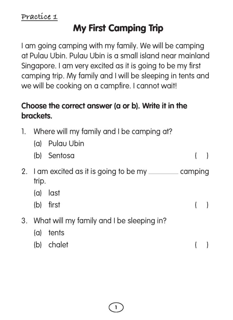 K2 To Primary 1 English Reading Comprehension Targeted Practice ...