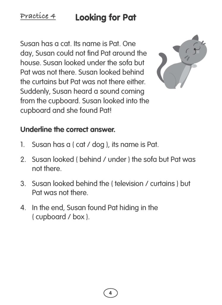 K2 To Primary 1 English Reading Comprehension Targeted Practice ...