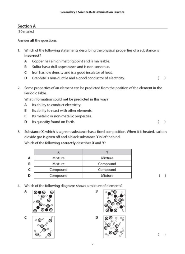 Secondary 1 Science (G3) Examination Practice - CPD Singapore Education ...