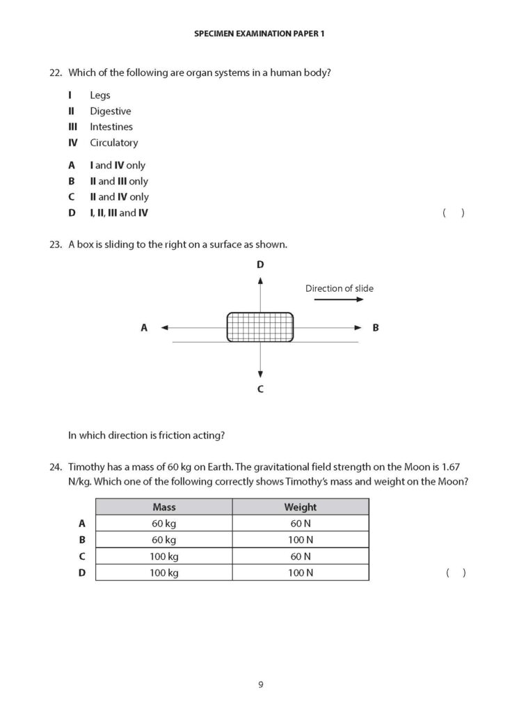 Secondary 1 Science (G3) Examination Practice - CPD Singapore Education ...