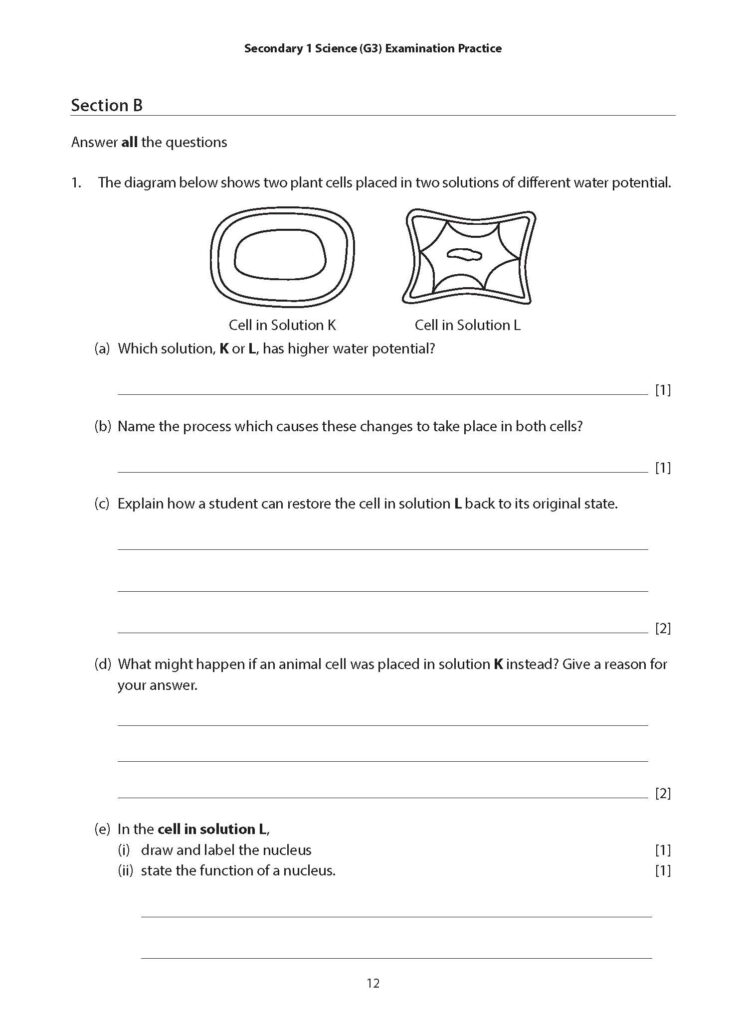Secondary 1 Science (G3) Examination Practice - CPD Singapore Education ...