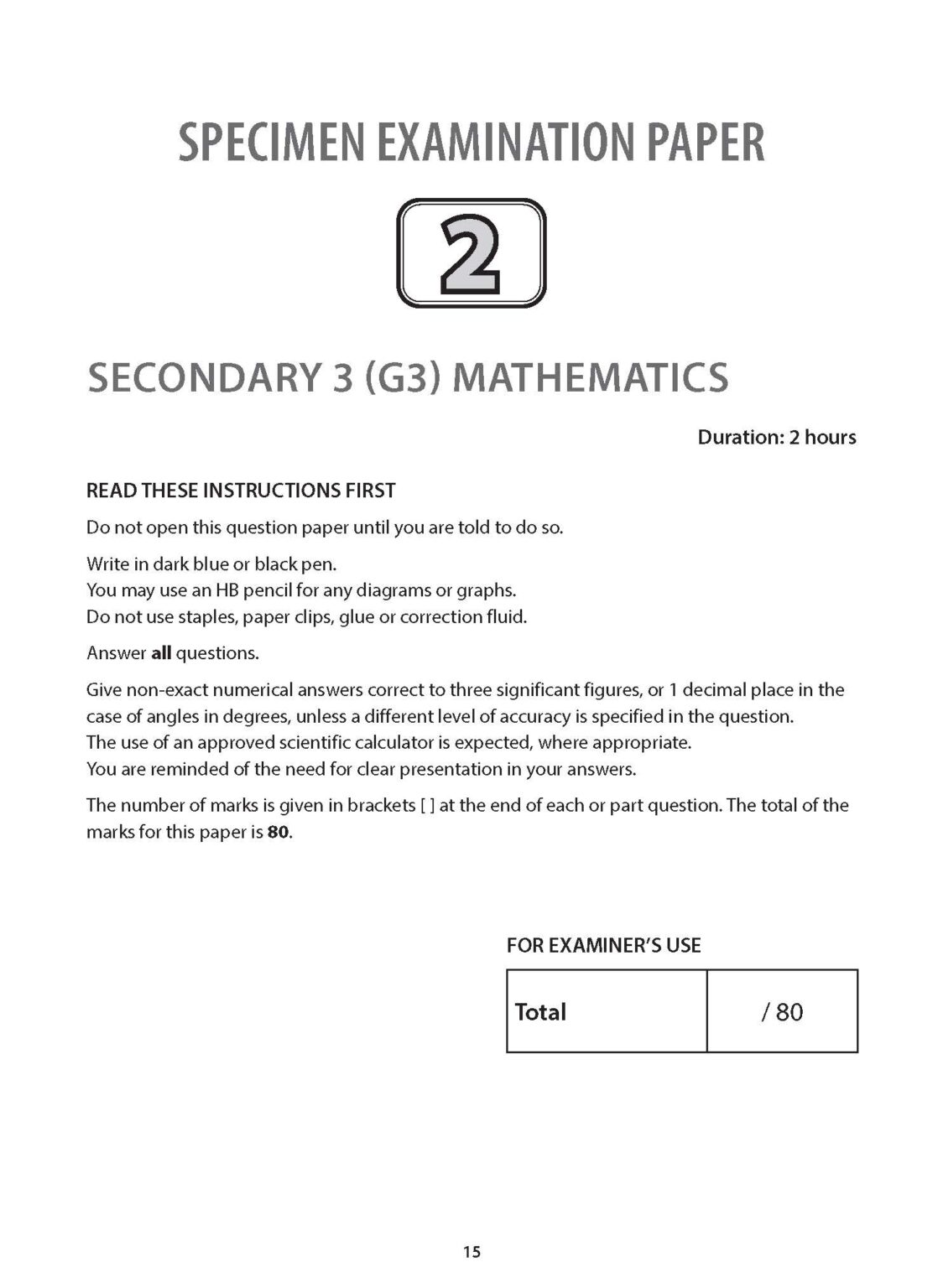 Secondary 3 Mathematics Exam Papers for G3 Third Edition - CPD Singapore Education Services Pte Ltd