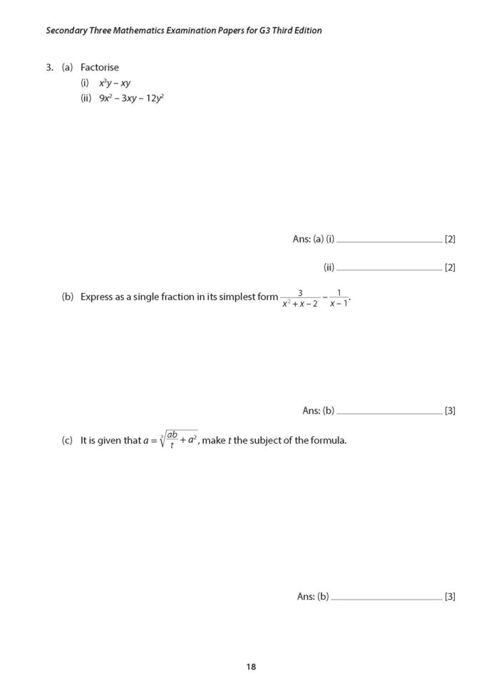 Secondary 3 Mathematics Exam Papers for G3 Third Edition - CPD ...