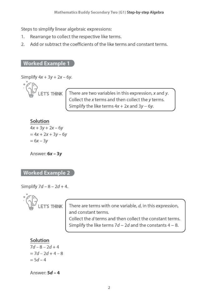 Mathematics Buddy Secondary Two (G1): Step-by-step Algebra - CPD ...