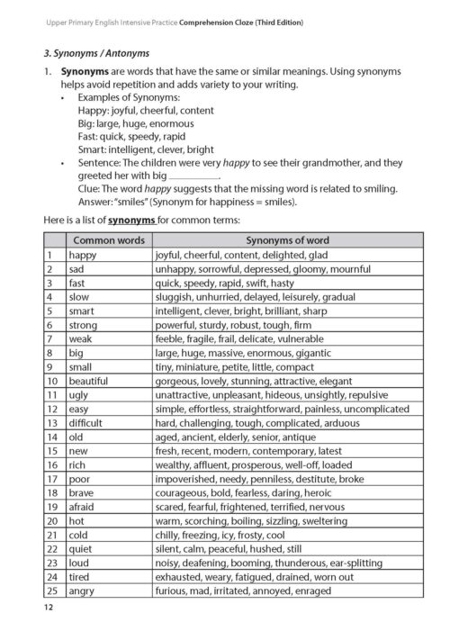 Upper Primary English Intensive Practice – Comprehension Cloze Third ...
