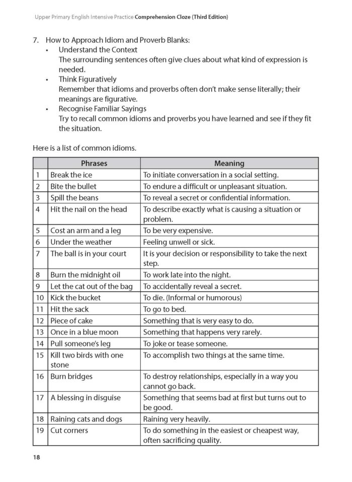 Upper Primary English Intensive Practice – Comprehension Cloze Third ...
