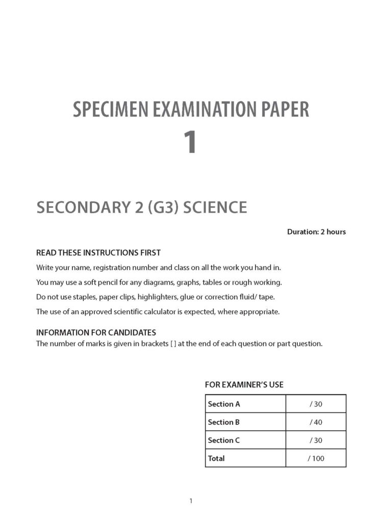 Secondary 2 Science (G3) Examination Practice - CPD Singapore Education ...