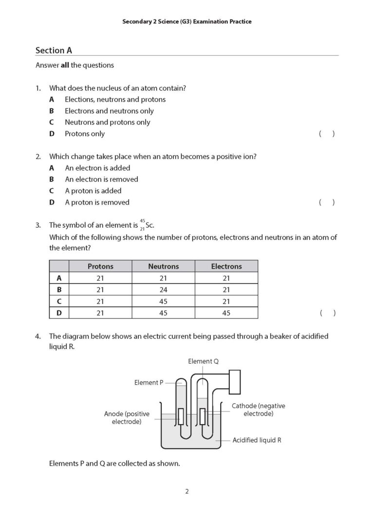 Secondary 2 Science (G3) Examination Practice - CPD Singapore Education ...
