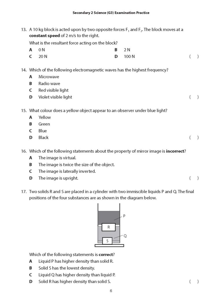Secondary 2 Science (G3) Examination Practice - CPD Singapore Education ...