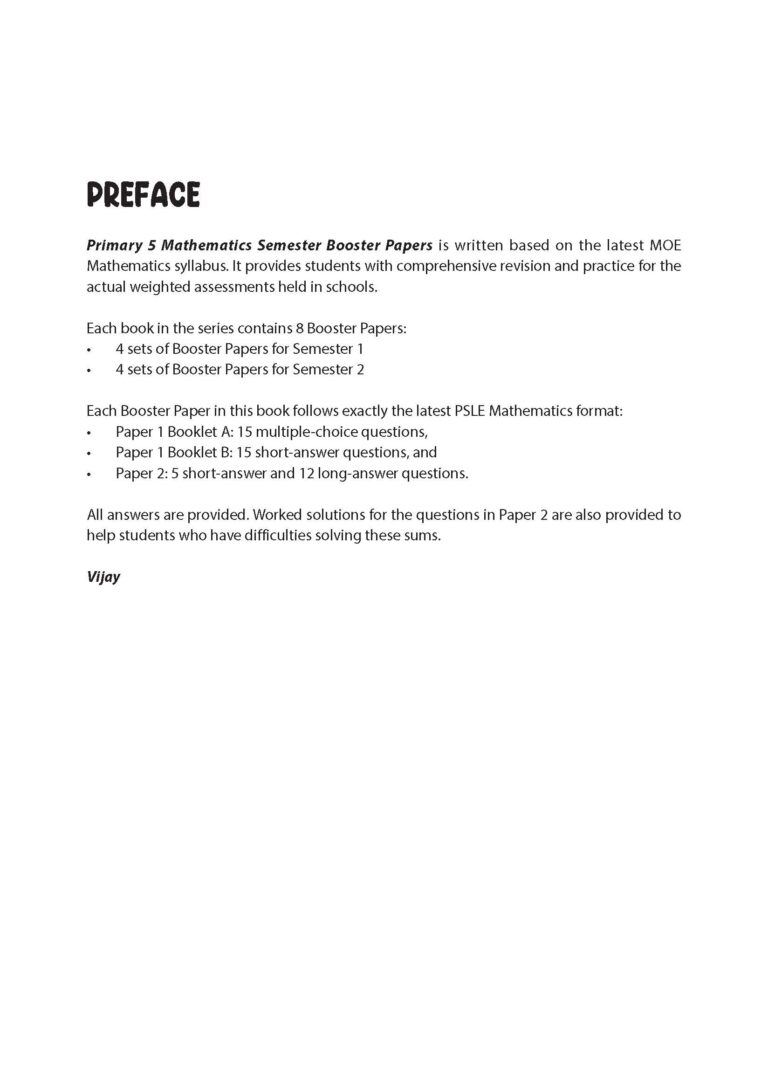 Primary 5 Mathematics Semester Booster Papers - CPD Singapore Education ...