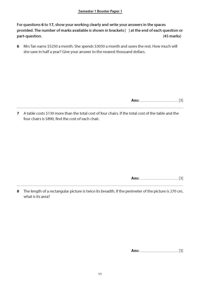 Primary 5 Mathematics Semester Booster Papers - CPD Singapore Education ...