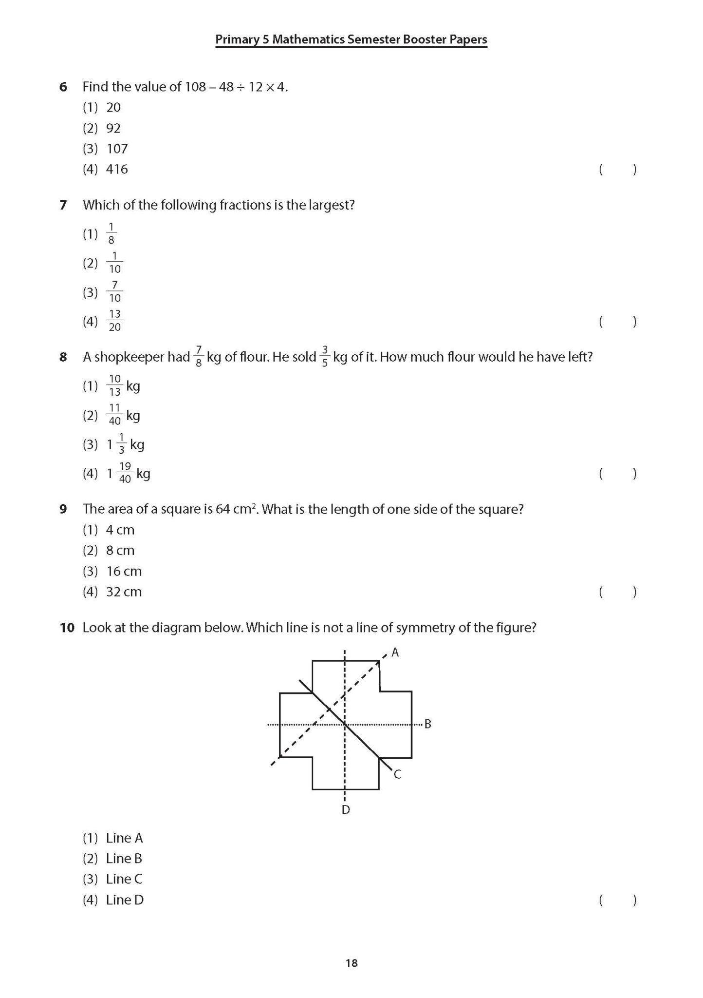 Primary 5 Mathematics Semester Booster Papers - CPD Singapore Education ...